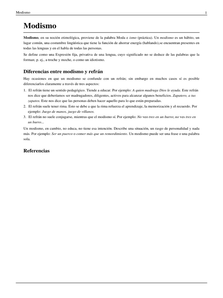 Significado y ejemplos de modismos | PDF