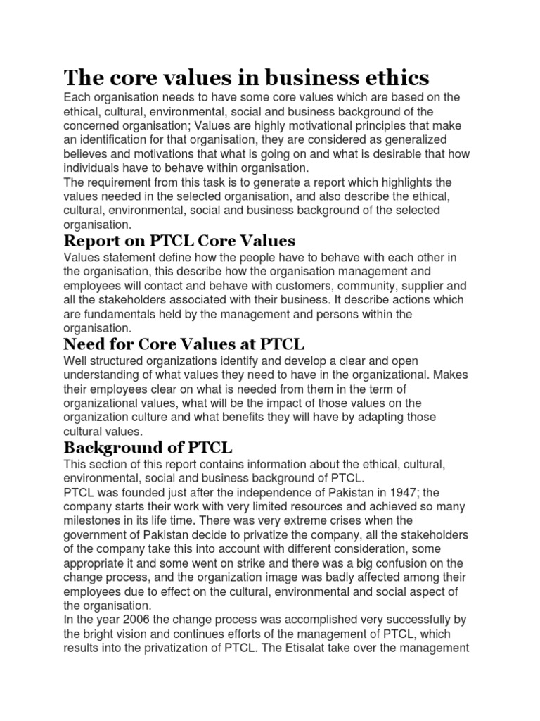 PTCL Files | PDF | Value (Ethics) | Stakeholder (Corporate)