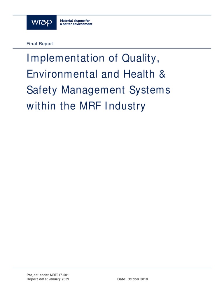 Implementation of A QMS Within The MRF Industry | PDF | Iso 9000 | Audit