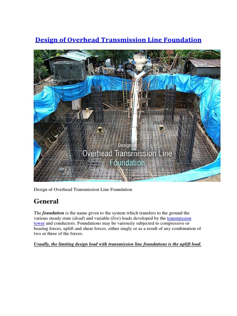 Design of Overhead Transmission Line Foundation | PDF | Deep Foundation ...