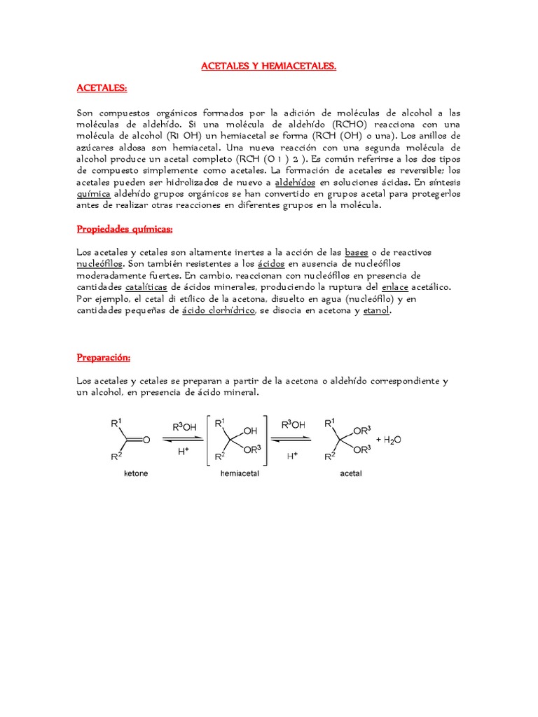 Formación de Acetales y Hemiacetales | PDF | Moléculas | Compuestos ...