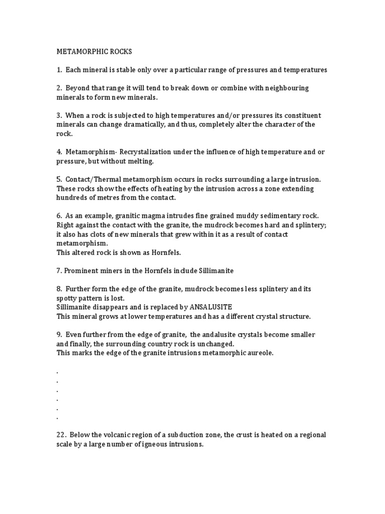 Metamorphic Rock Packet | PDF | Rock (Geology) | Granite