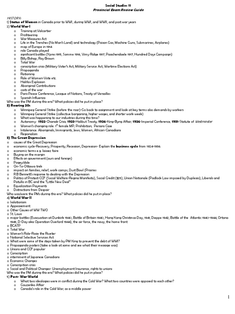 History:: Provincial Exam Review Guide | PDF | Canada | Quebec