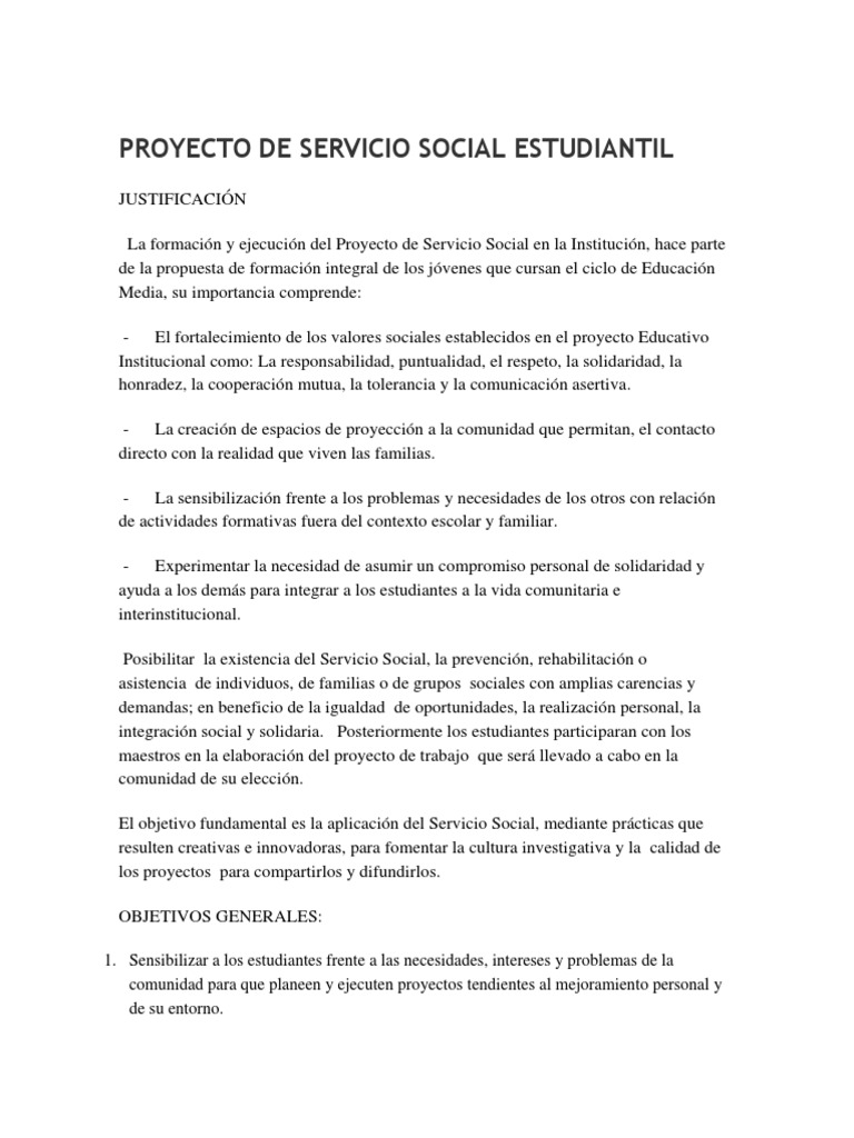 Proyecto de Servicio Social | PDF | Trabajo Social | Comunidad