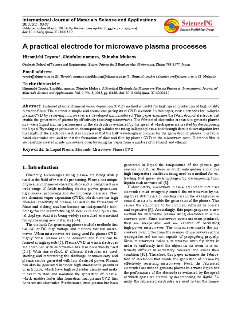 Microwave Plasma | PDF | Plasma Physics | Astrophysics