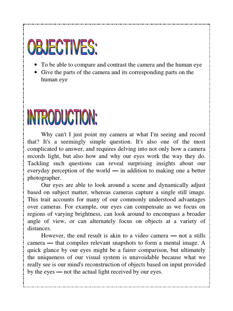 Comparing The Human Eye and A Camera | Download Free PDF | Aperture ...