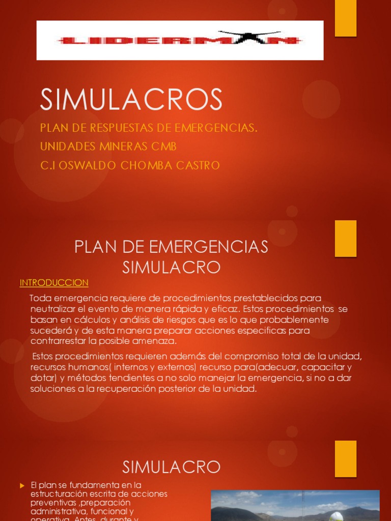 Simulacros - Plan de Respuestas de Emergencia | PDF | La seguridad | Simulación