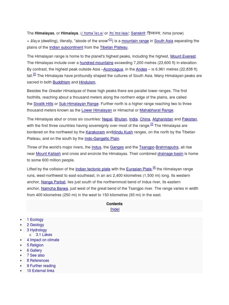 Ālaya (Dwelling), Literally, "Abode of The Snow" | PDF | Himalayas ...