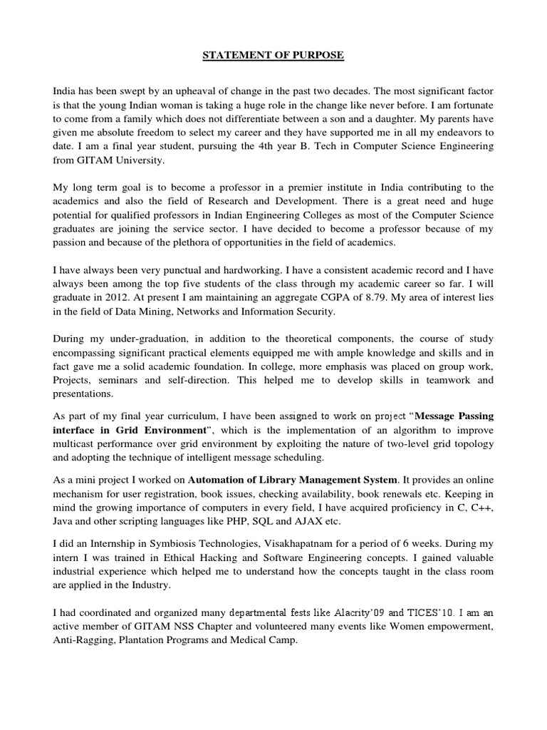 Sop Computer Science Cs | Download Free PDF | Computer Science ...