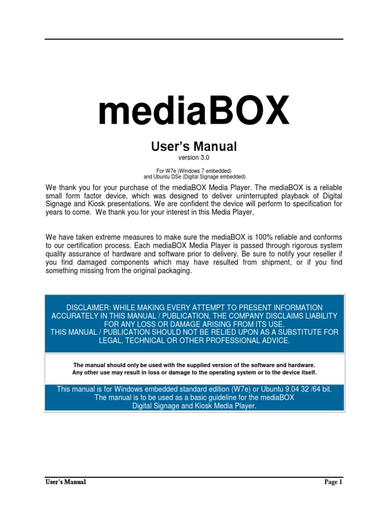 Mediabox: User'S Manual | PDF | Windows Registry | Operating System