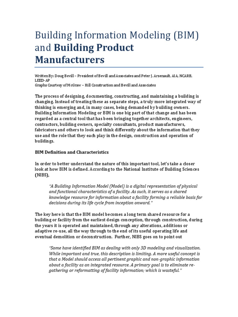 Manufacturers: Building Information Modeling (BIM) and Building Product ...