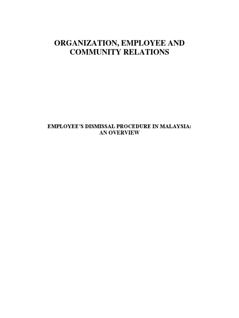 Employee Dismissal Procedure In Malaysia Pdf Employment Breach Of