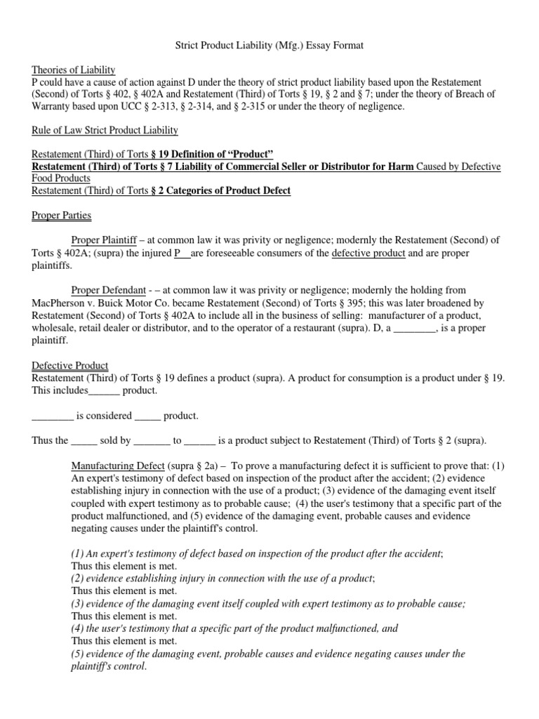 Strict Product Liability Overview | PDF | Product Liability | Proximate ...