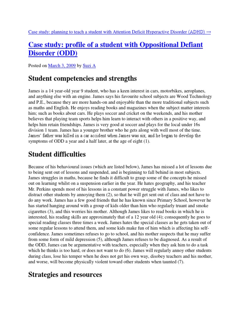 Case Study Odd | PDF | Attention Deficit Hyperactivity Disorder | Preschool