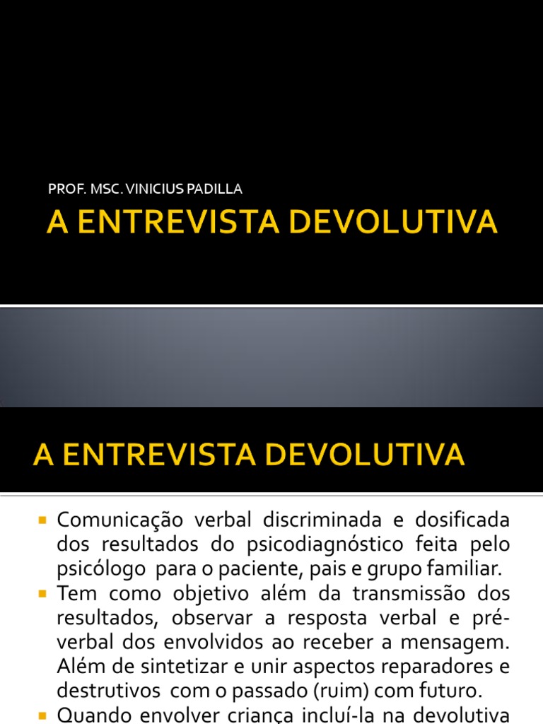 A Entrevista Devolutiva | PDF | Família | Psicologia