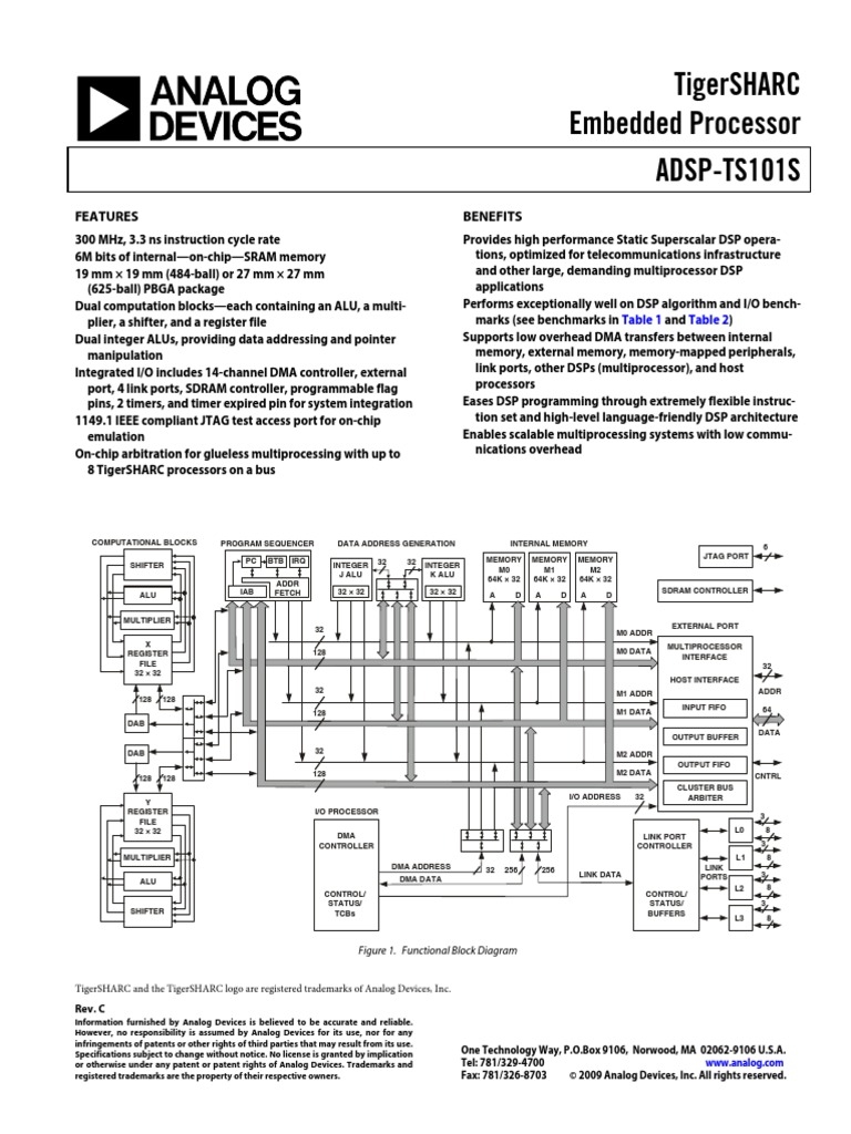 Tigersharc Embedded Processor Adsp-Ts101S: Features Benefits | PDF | Instruction Set | Digital ...