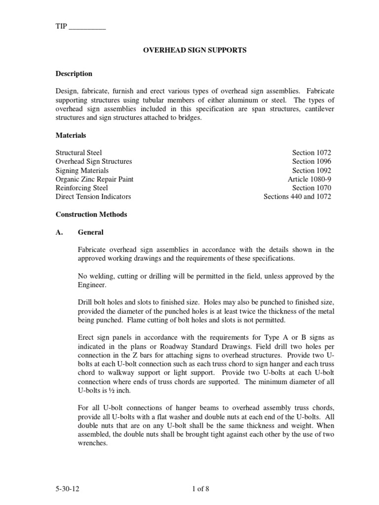 Overhead Sign Supports | PDF | Truss | Screw