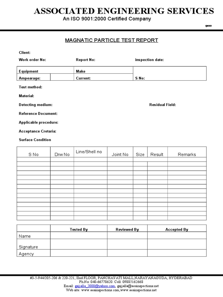 Magnetic Particle Test Report | PDF | Technology & Engineering
