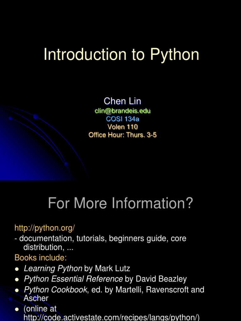 Introduction To Python: Chen Lin | PDF | Boolean Data Type | Python ...