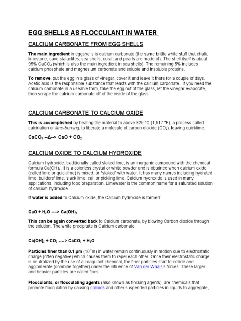 Egg Shells As Flocculant in Water | PDF | Carbonate | Calcium