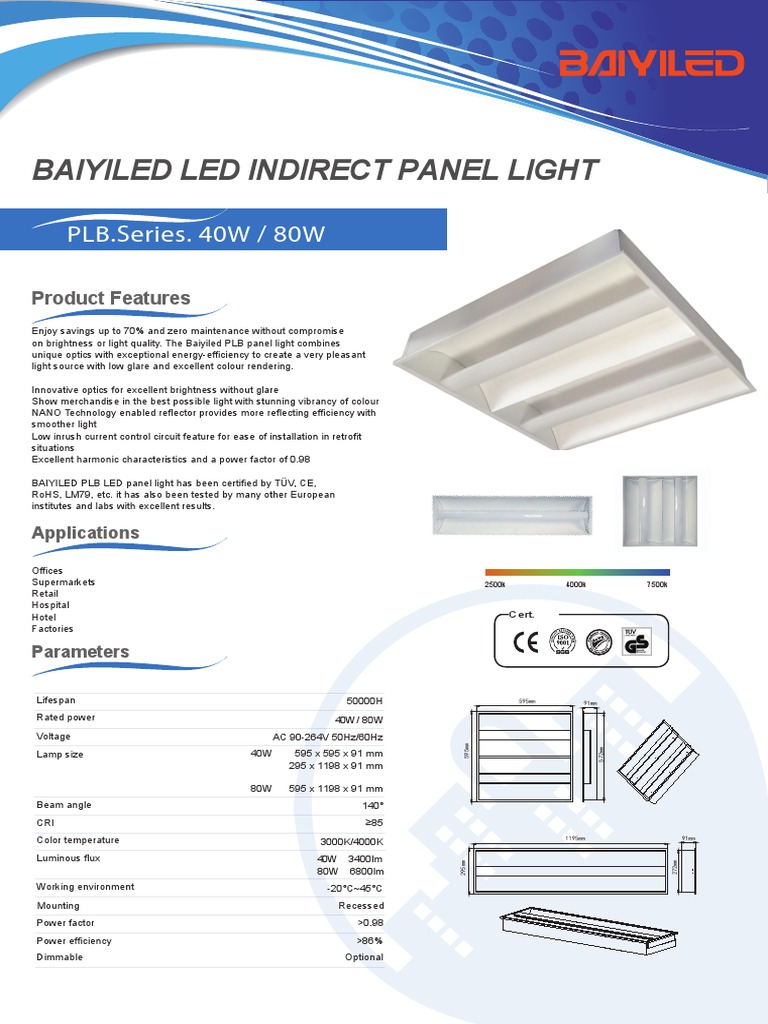 Baiyiled PLB Led Indirect Panel Light | PDF