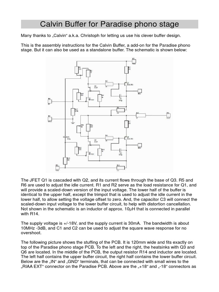Assembly Guide Calvin Buffer | PDF | Transistor | Resistor
