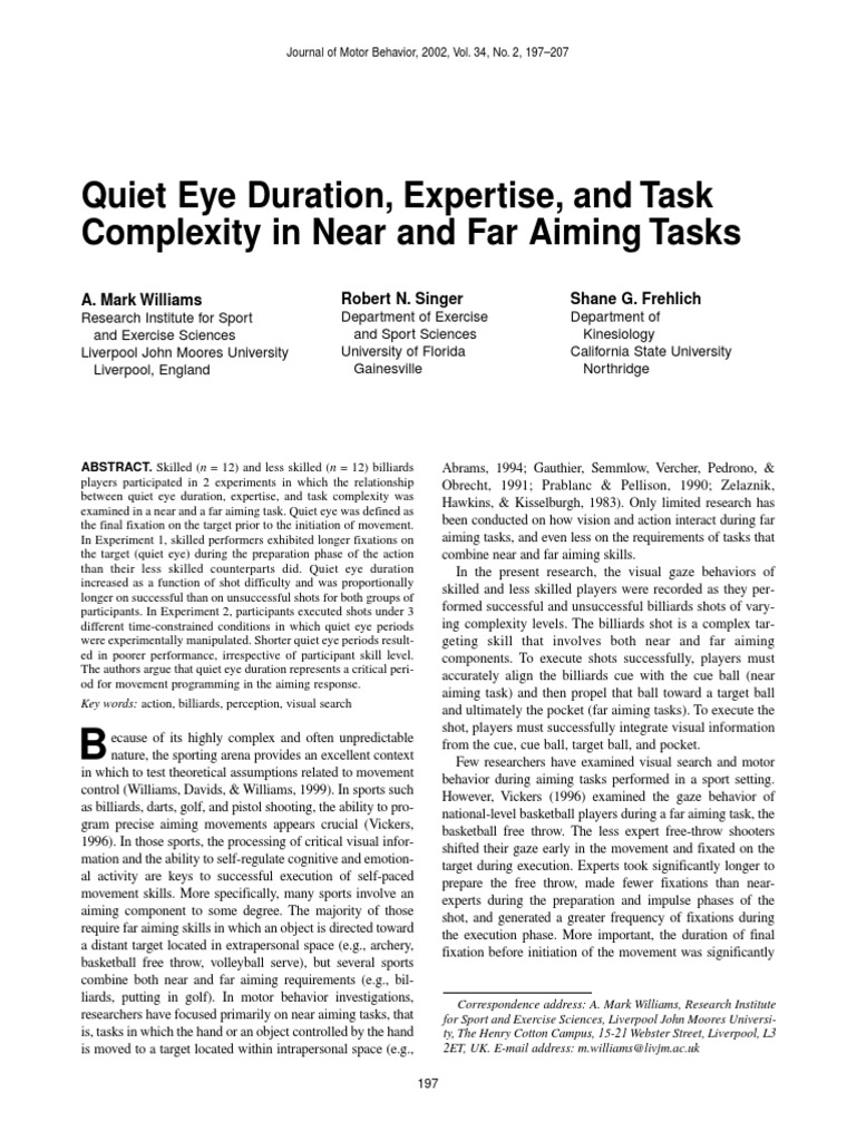 Quiet Eye in Sport | PDF | Accuracy And Precision | Analysis Of Variance