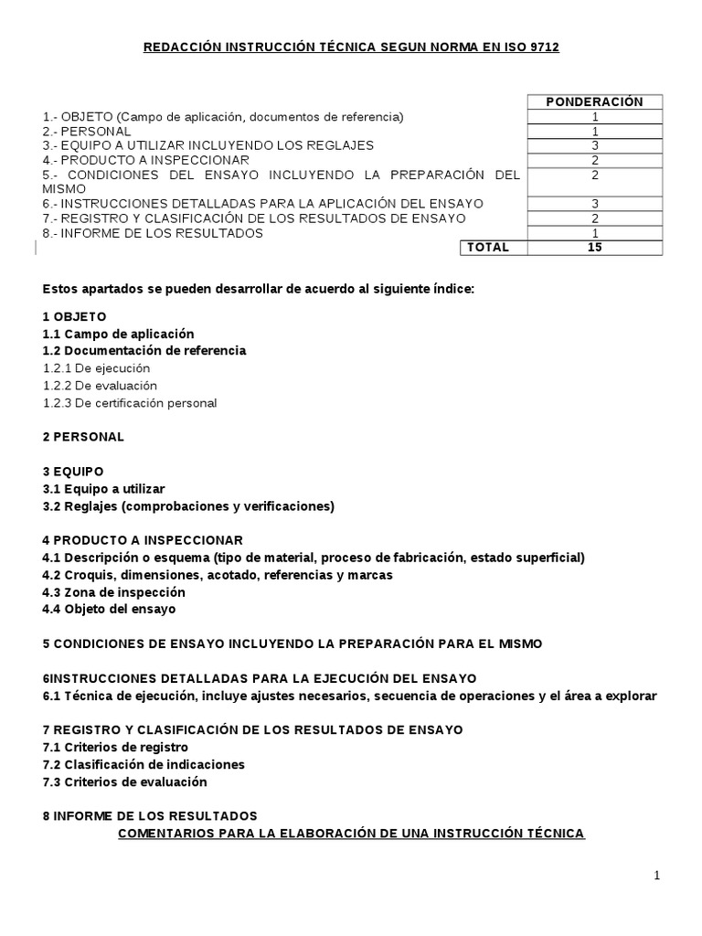 Redacción Instrucción Técnica Segun Norma en Iso 9712 (Sector Soldadura ...
