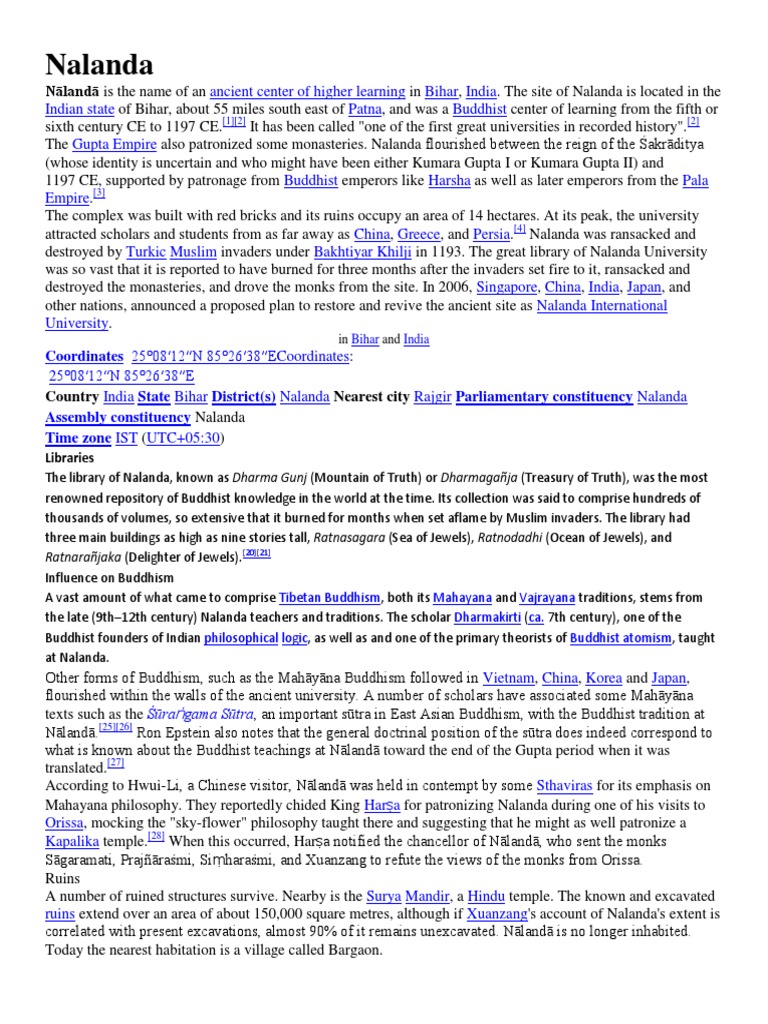 Nalanda: Nālandā Is The Name of An | PDF | Mahayana | Indian Religions