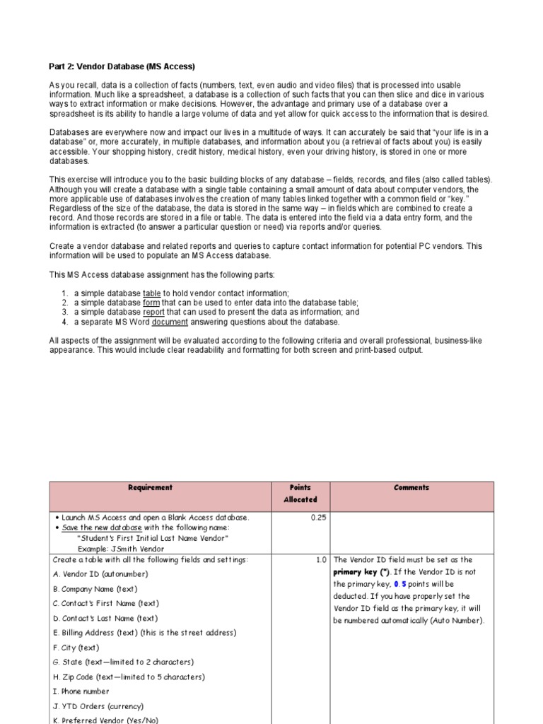Project 3 - Case Study Part 2 - MS Access | PDF | Microsoft Access ...