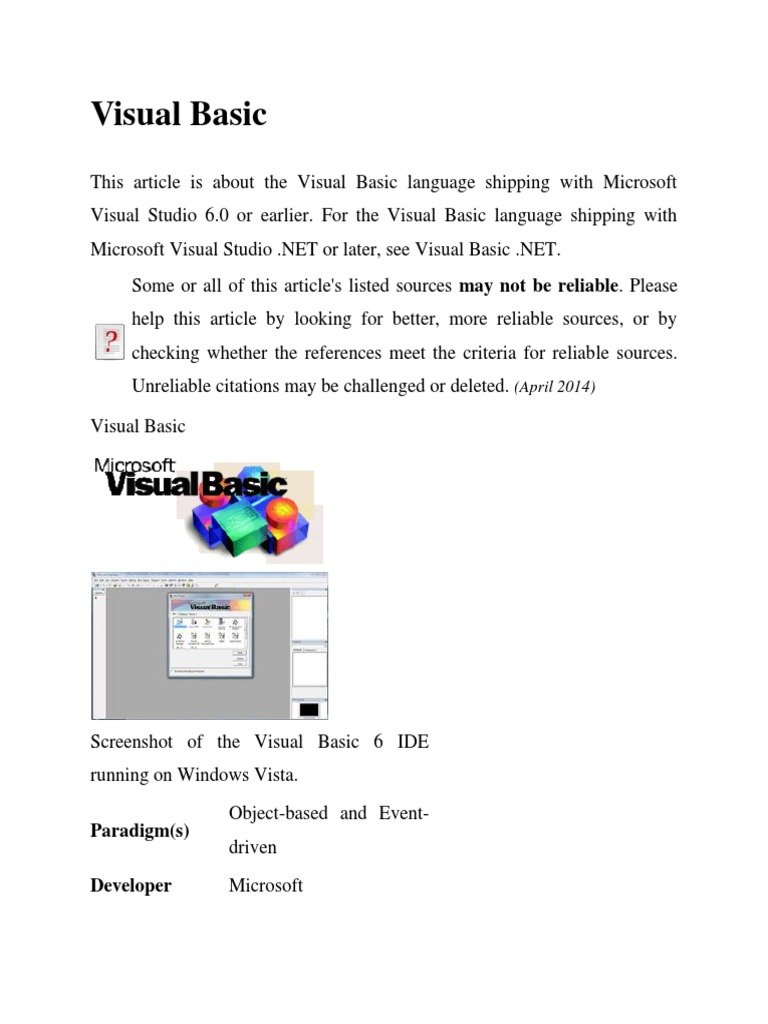 Visual Basic | PDF | Visual Basic .Net | Visual Basic For Applications