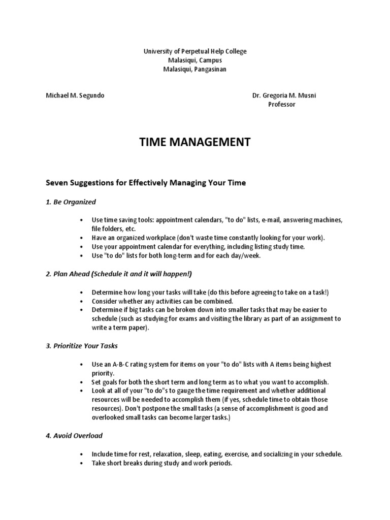 Effective Time Management Tips | PDF | Time Management | Professional ...