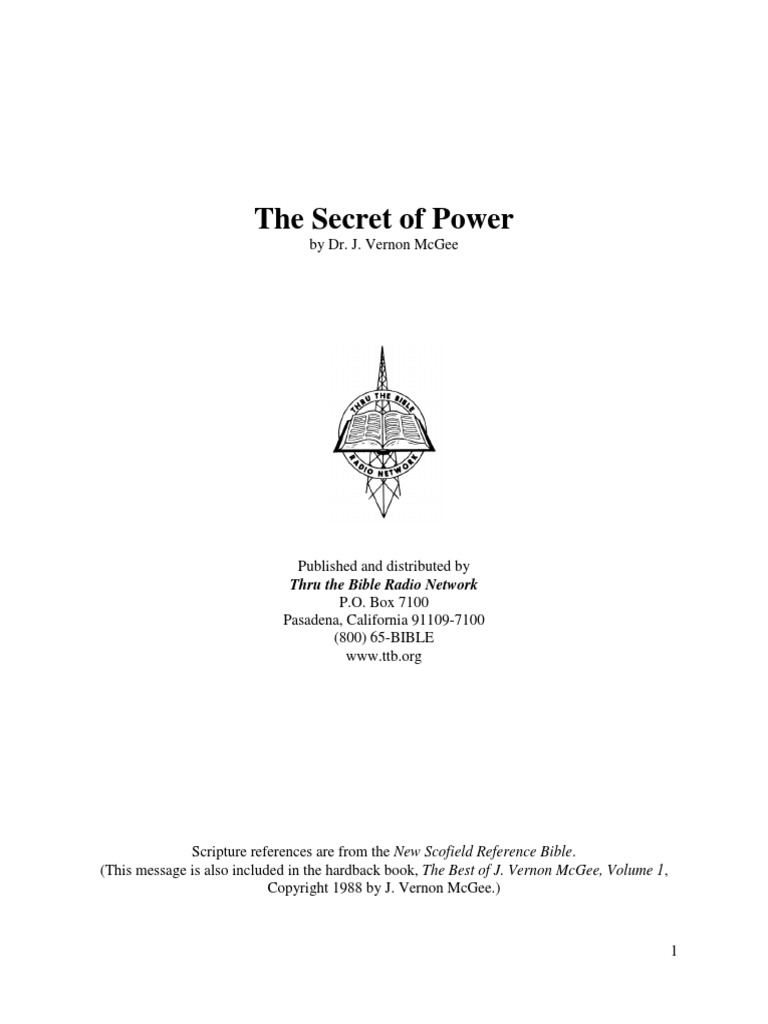 The Secret of Power | PDF | Born Again | Jesus