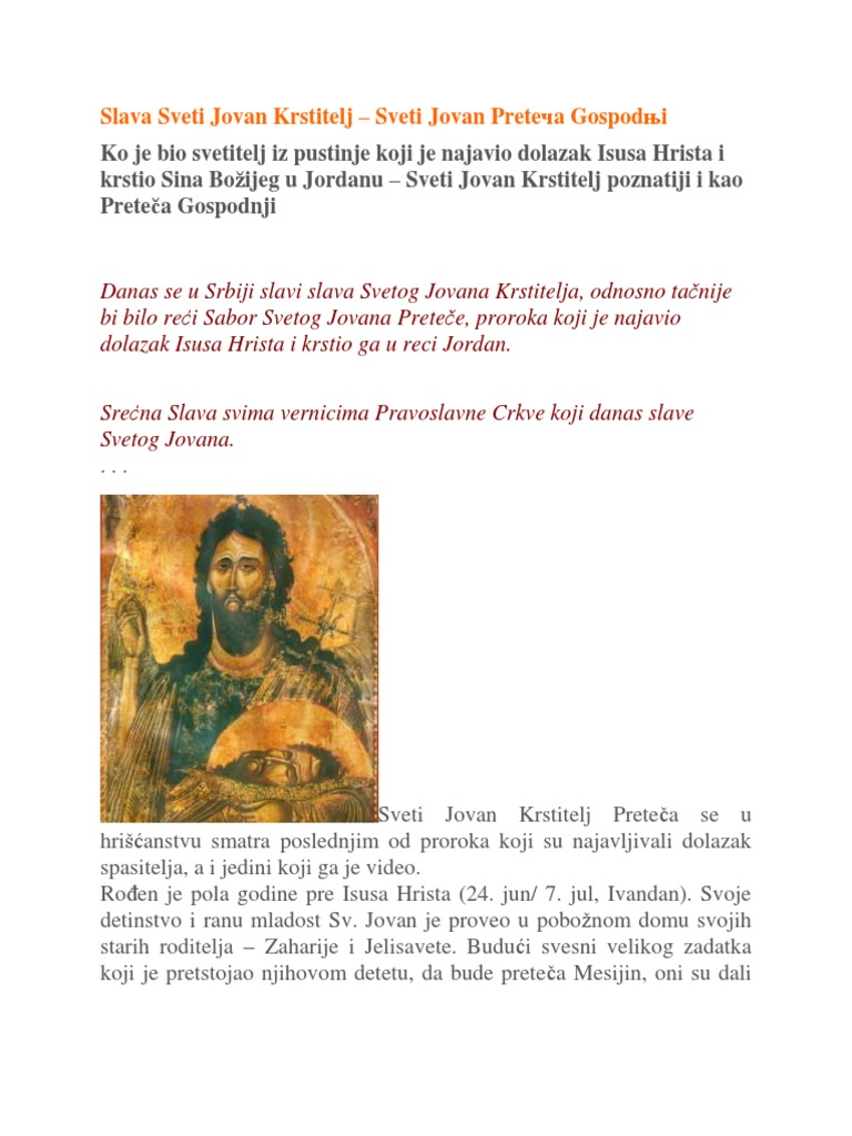 Slava Sveti Jovan Krstitelj | PDF