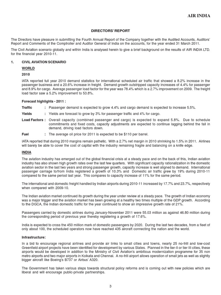 Air India: Directors' Report | PDF | Corporate Governance | Governance