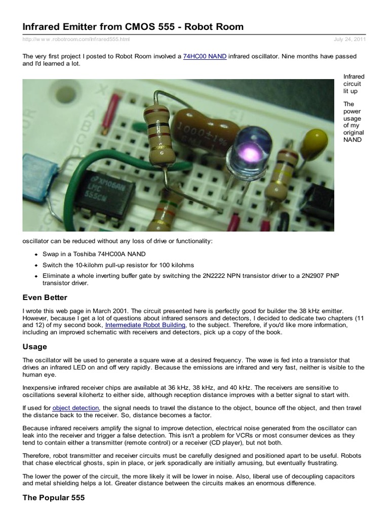 CMOS 555 Infrared Emitter Guide | PDF | Electronic Circuits | Resistor