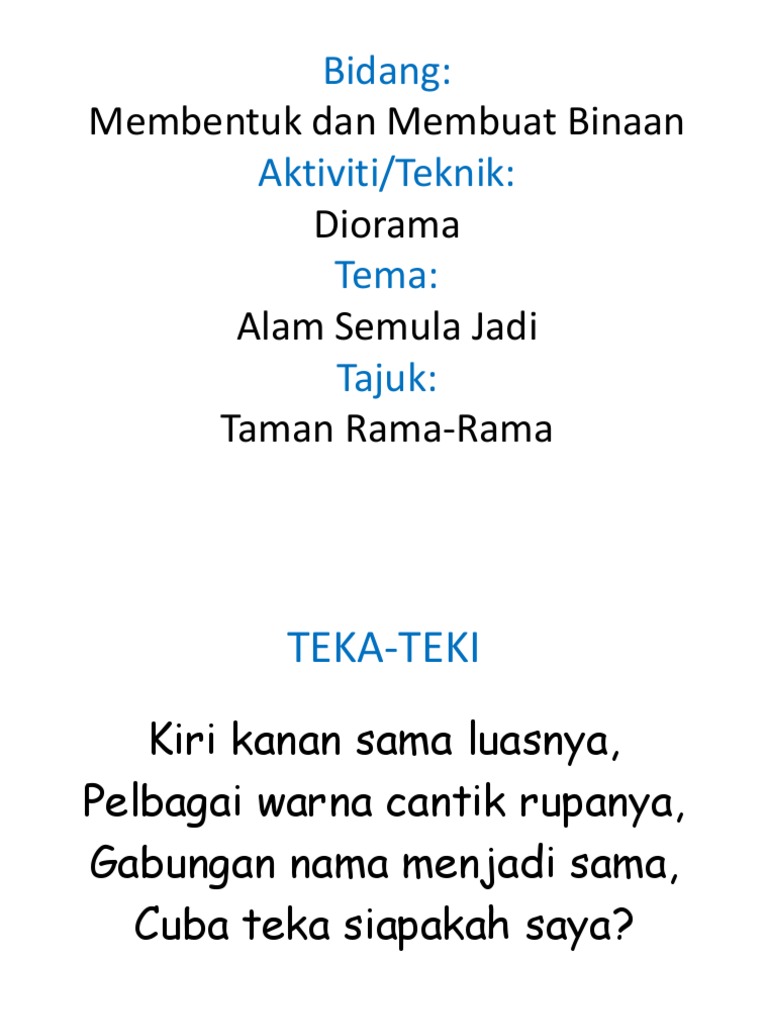 Contoh Contoh Diorama | PDF | Seni & Disiplin Bahasa | Kajian Bahasa Asing