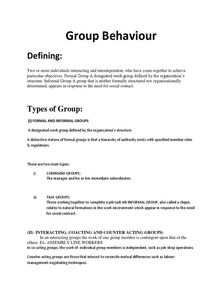 Group Behaviour & Group Dynamics | PDF | Social Group | Prejudices