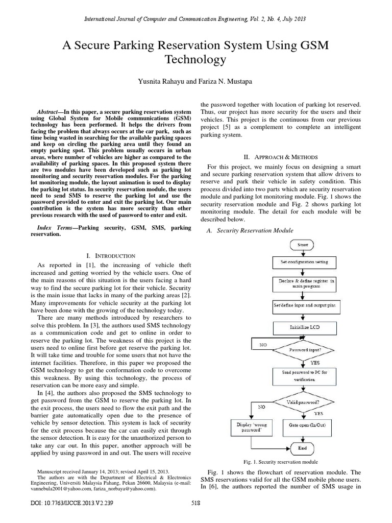 A Secure Parking Reservation System Using GSM Technology: Yusnita ...