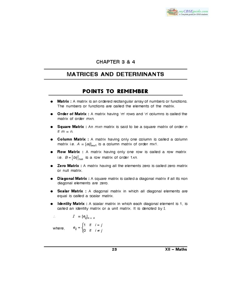 Matrices and Determinants Worksheet 1 | Matrix (Mathematics) | Determinant