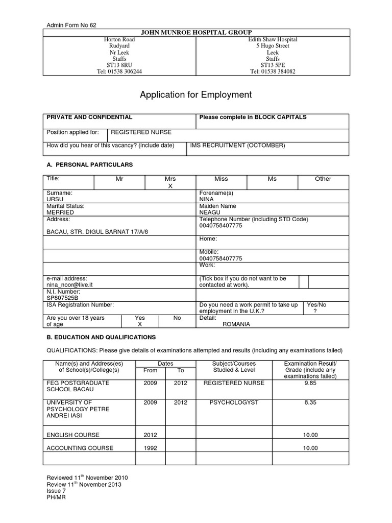62 Application Form | PDF | Criminal Record | Race And Ethnicity In The ...