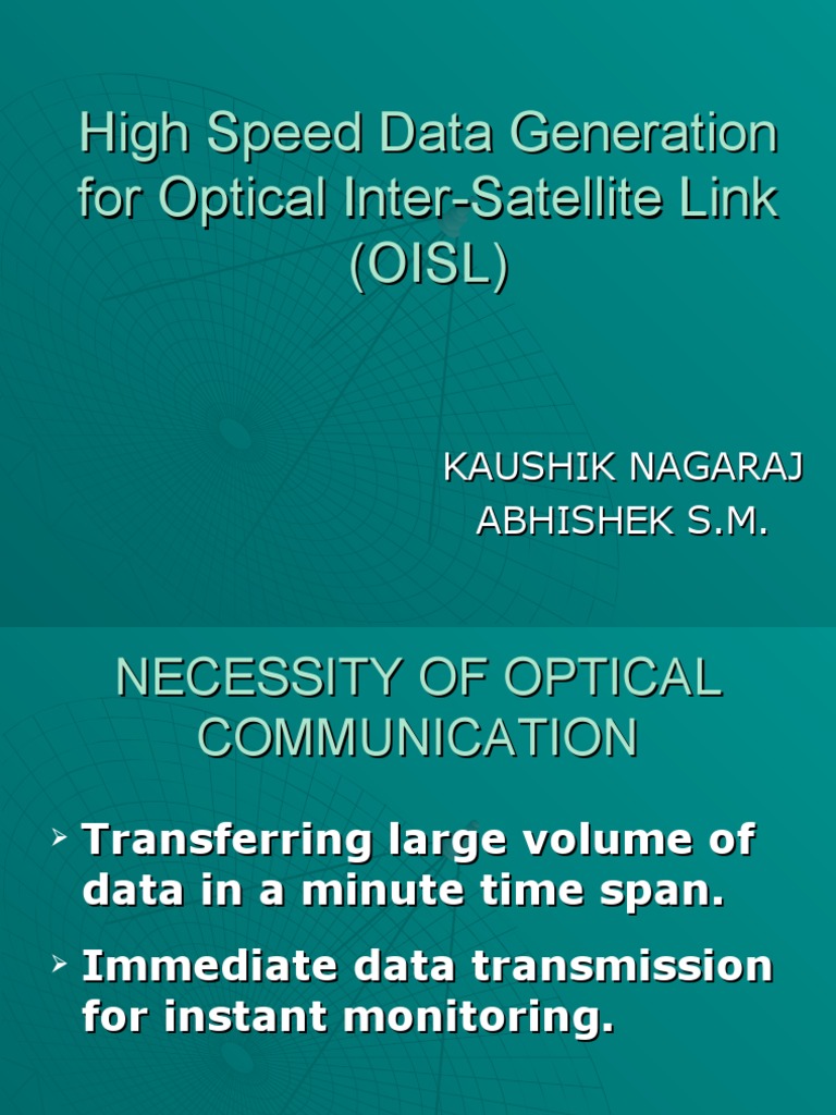 High Speed Data Generation For Optical Inter-Satellite Link (OISL ...