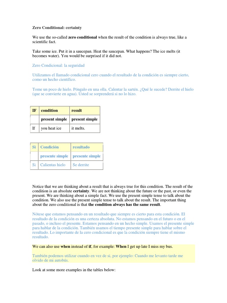 Zero Conditional | PDF | Gramática