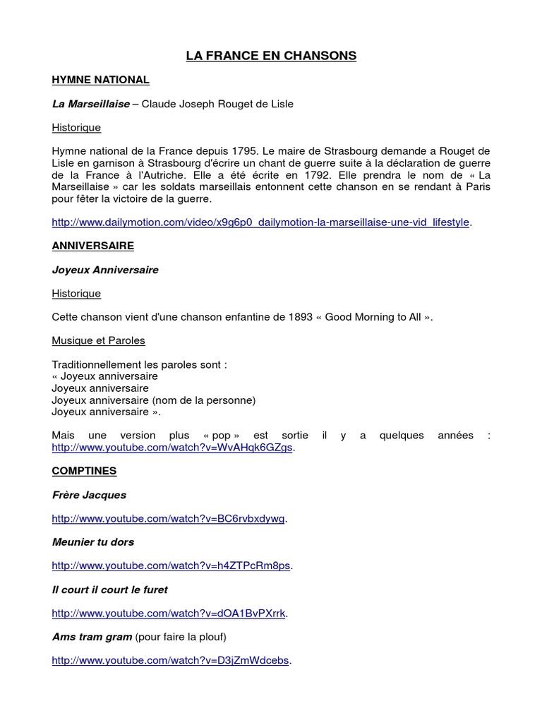 Chansons Françaises à Découvrir | PDF