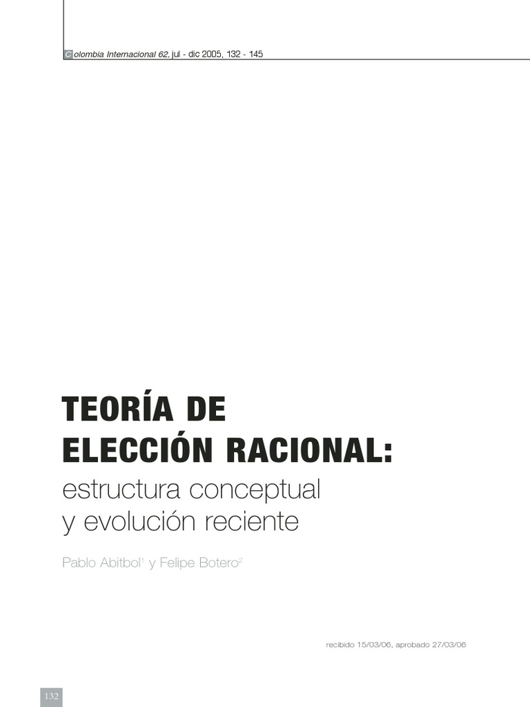 Abitbol, Pablo y Botero, Felipe (2006) - Teoría de La Elecci N Racional. | PDF | Science | Razón