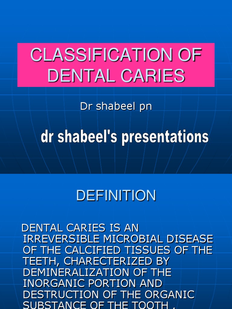 Classification of Dental Caries | PDF | Tooth Enamel | Dentin