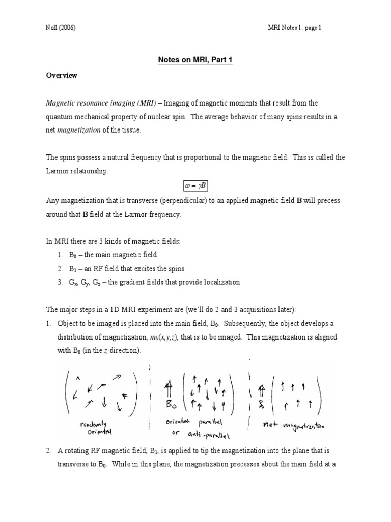 MRI Notes | PDF | Magnetic Resonance Imaging | Nuclear Magnetic Resonance