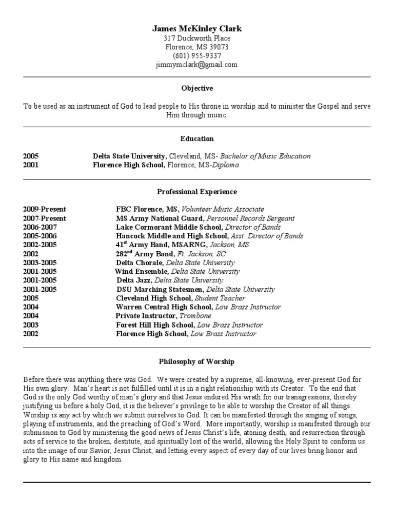 Church Resume | PDF