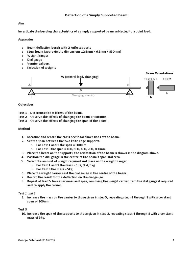 Deflection of A Simply Supported Beam | PDF | Materials | Continuum ...