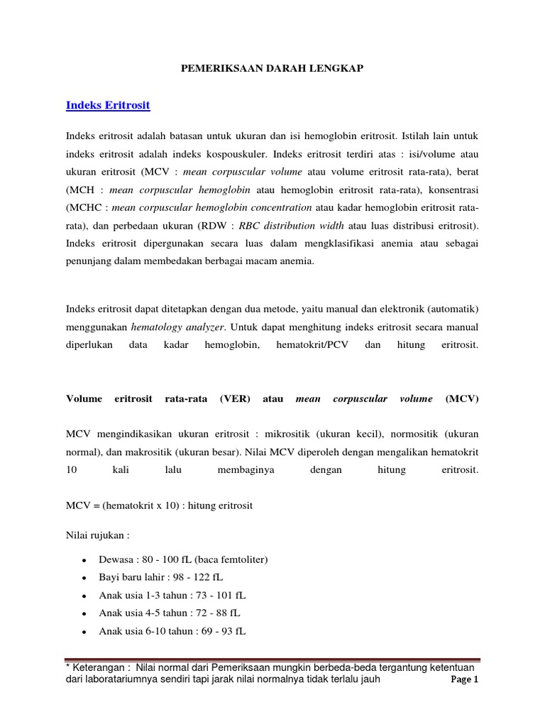 Indeks Eritrosit | PDF